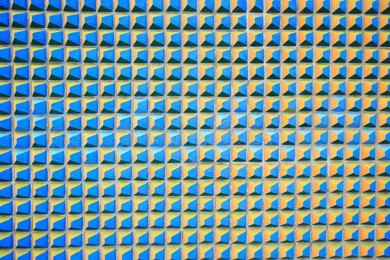 Color Wall Background, Blue and Yellow Color with Cone Shape on the ...