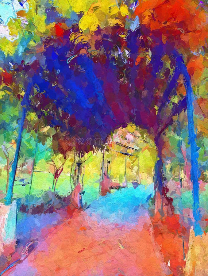 Color of way in garden stock illustration. Illustration of artistic ...