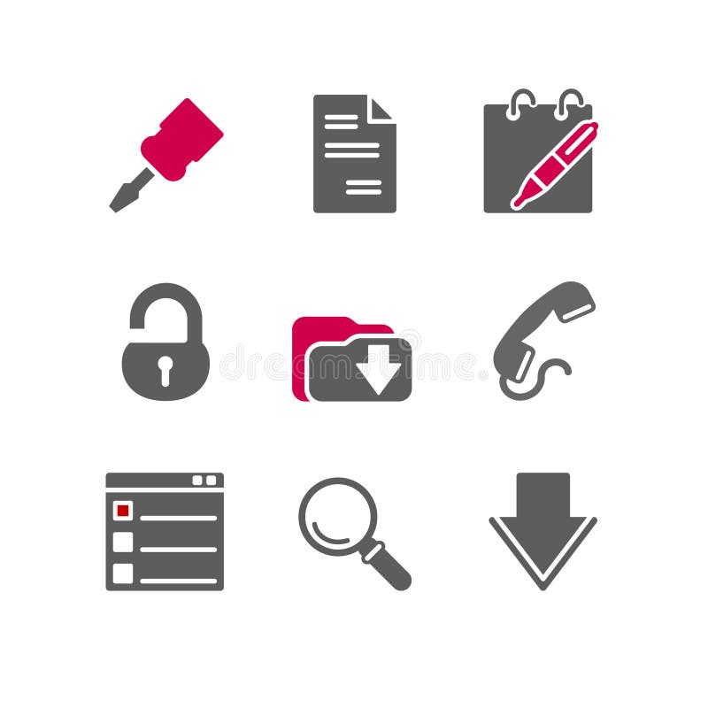Document Web Icons Set 2, Grey Square Buttons Stock Vector ...