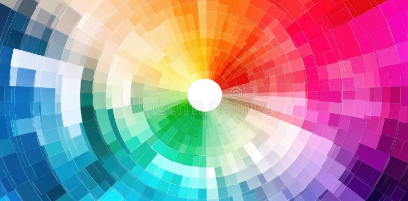 Color Wheel Explodes with Vibrant Hues and Pixelated Design, Digital ...