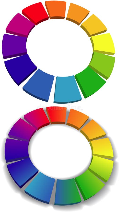 Color Wheel Set 3D Wheels Colors Choice Stock Vector - Illustration of ...