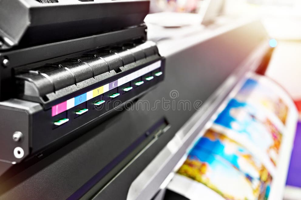 Color wide format printer stock photo. Image of toner - 349652130