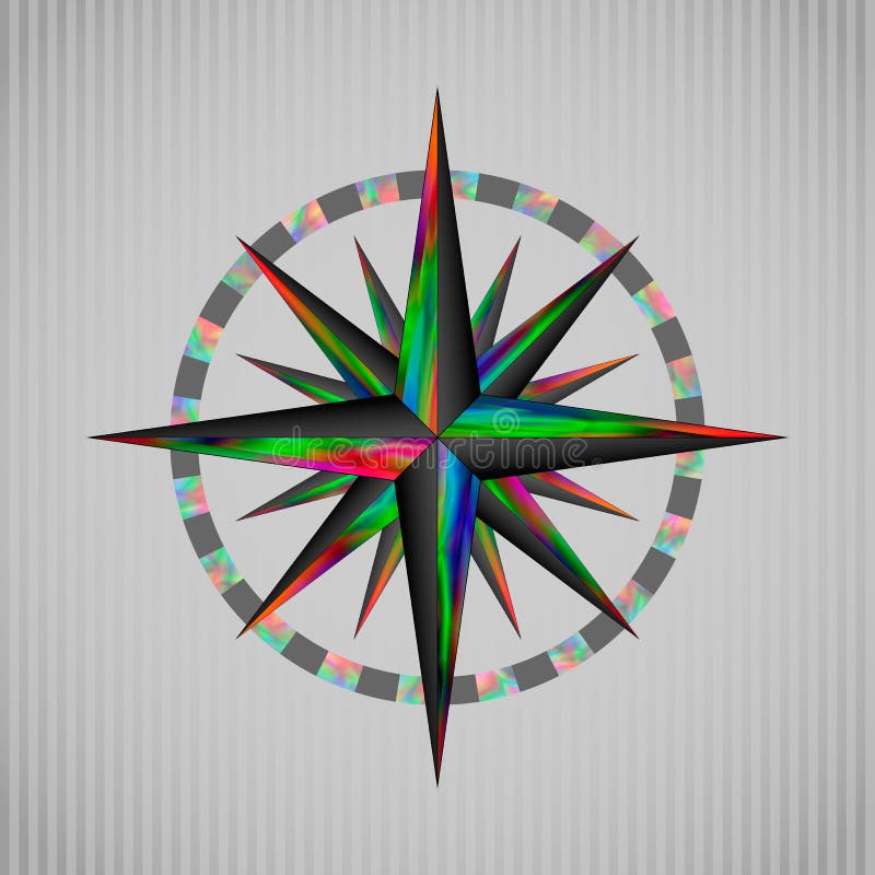 Color windrose stock vector. Illustration of marine, graphic - 76349499