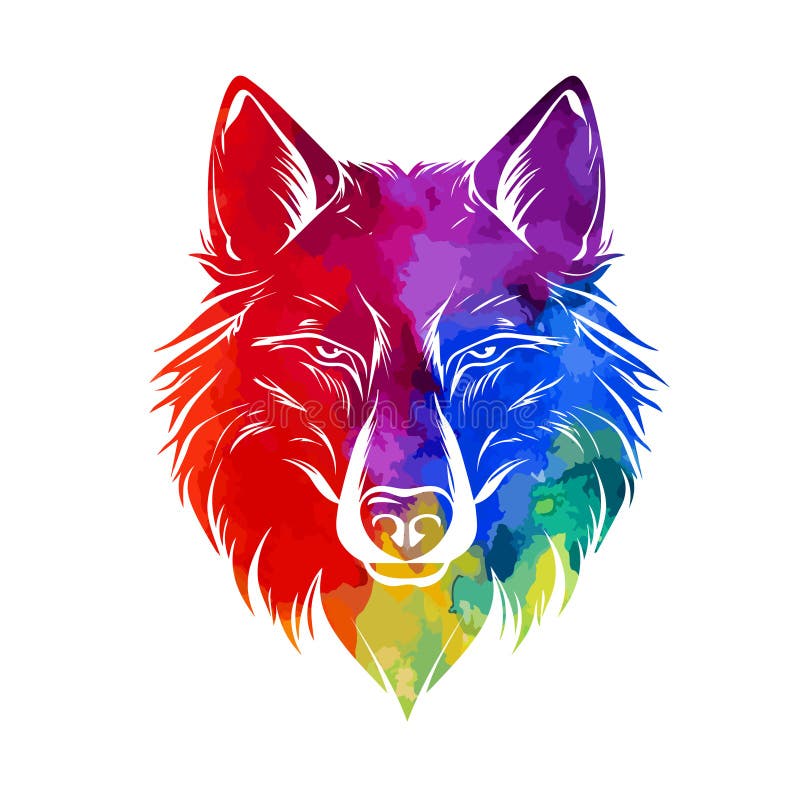 Colored Mosaic Wolf Head. Wolf Print on a T-shirt. Vector Illustration ...