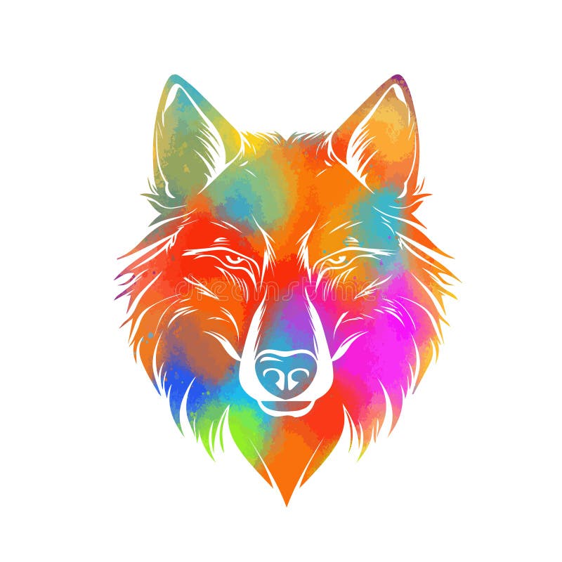 Colored Mosaic Wolf Head. Wolf Print on a T-shirt. Hand Drawing. Not AI ...