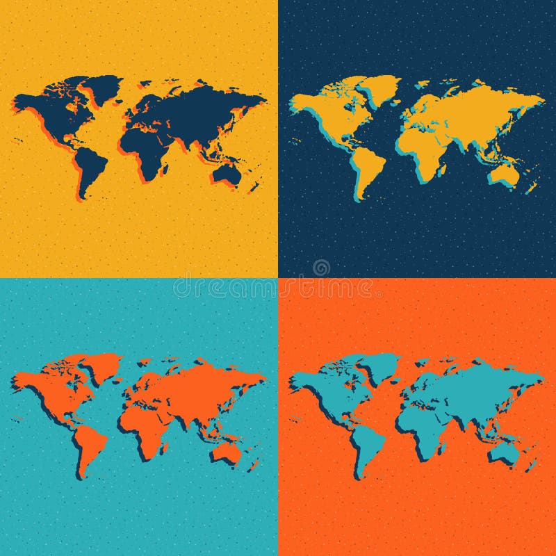 Color World Maps. Flat Style. Vector Illustration. Stock Vector ...