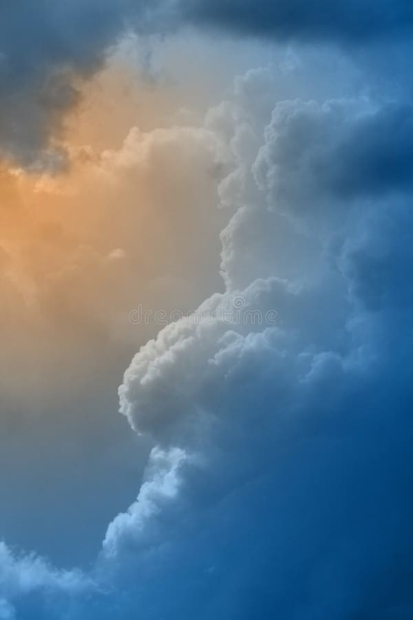 Classic Blue and Orange Clouds. Stock Image - Image of outdoors, fluffy ...