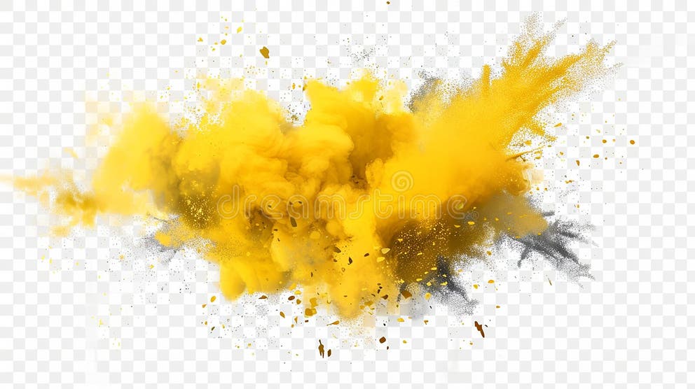 Color Yellow Particles Explosion Isolated on Transparent Background ...