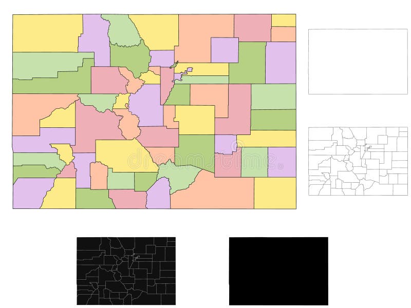 Colorado Administrative Map, Colorado Outline and Solid Map Set ...