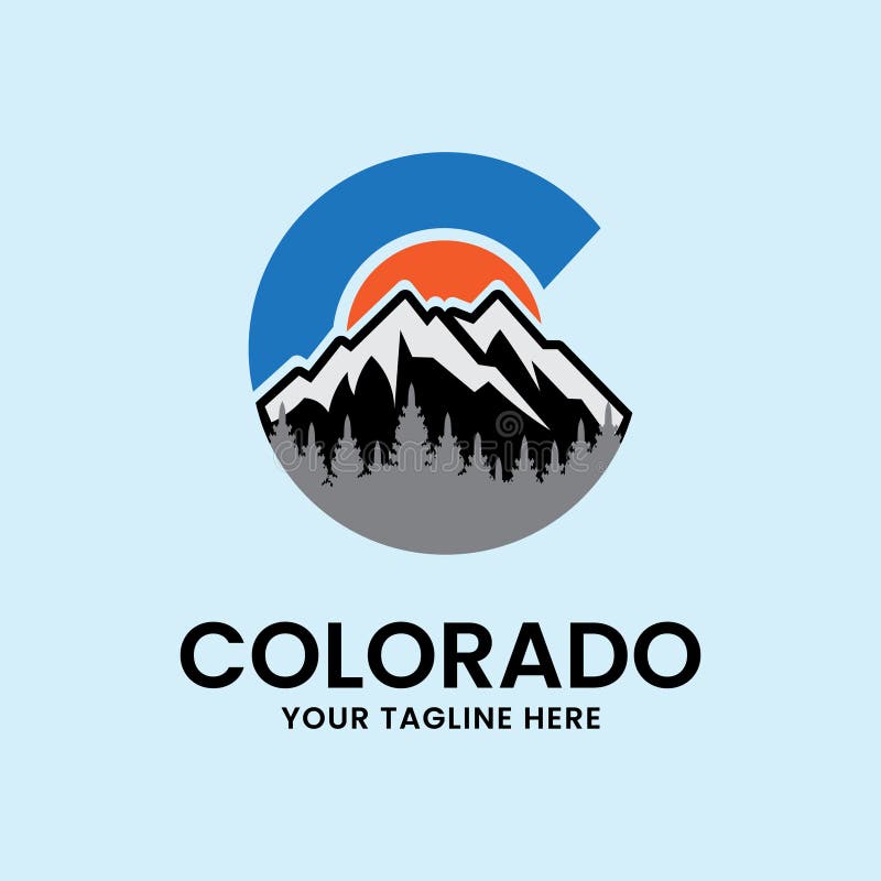 Colorado C Logo Design Inspiration with Mountain, Forest, Sun, and ...