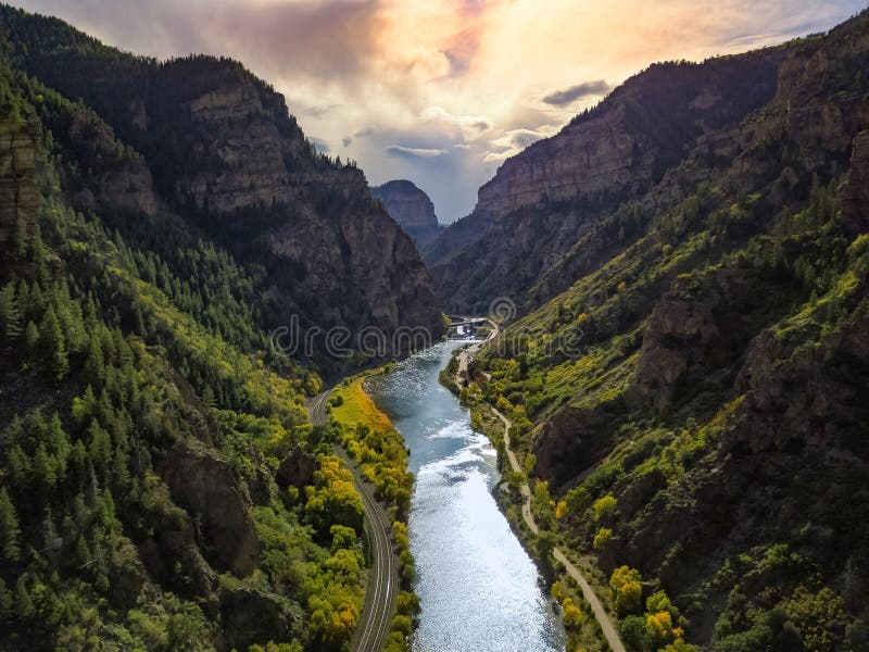 Colorado Mountains and Friver Stock Photo - Image of tracks, aeriel ...