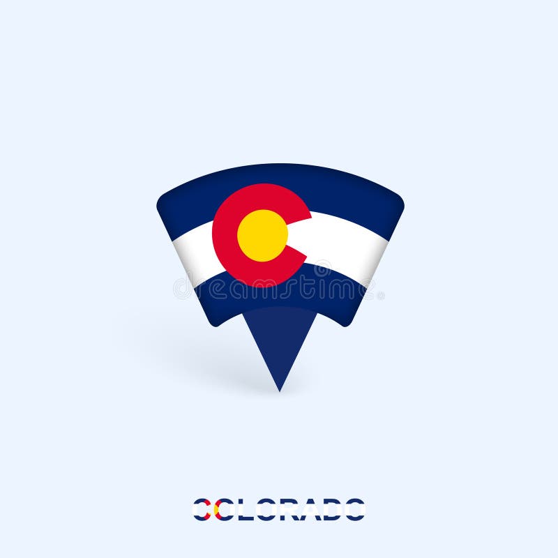 Colorado Map, Stylish Location Icon with Colorado Map and Flag Stock ...