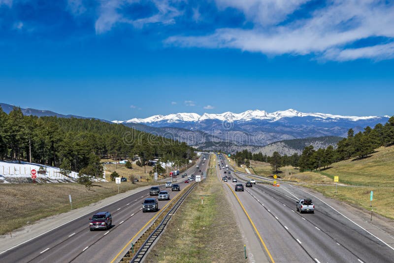 Colorado Front Range Mountains from Picture Frame Bridge Stock Photo ...