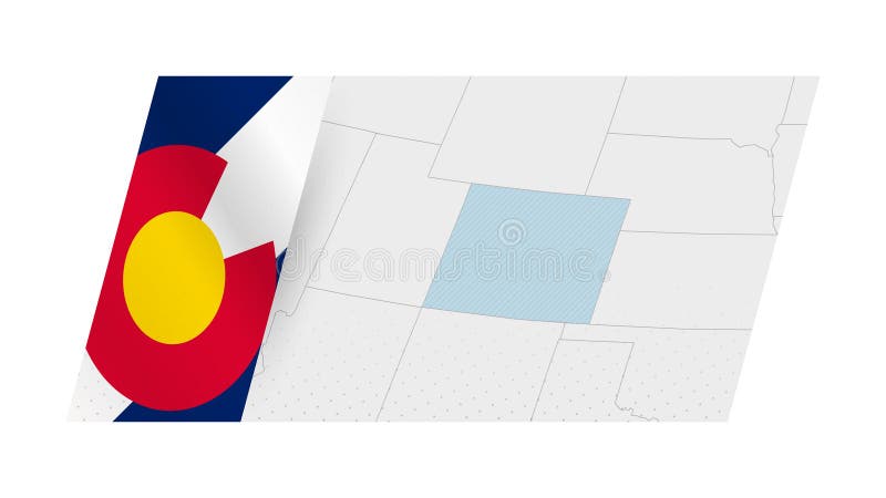 Colorado Map in Modern Style with Flag of Colorado on Left Side Stock ...