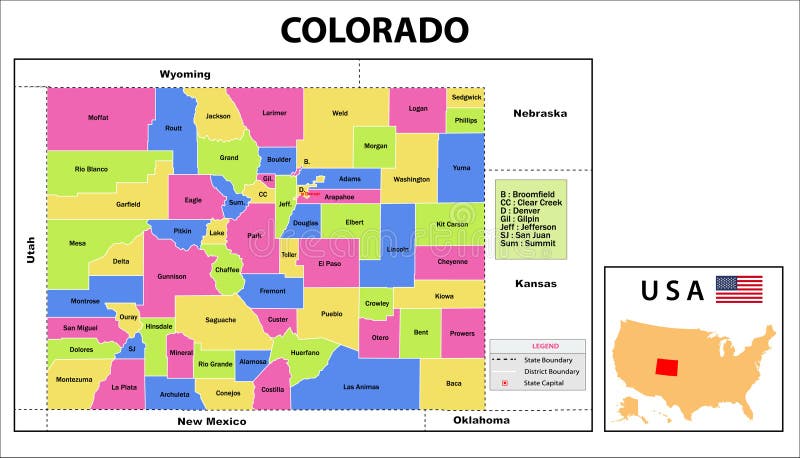 Colorado Map. State and District Map of Colorado Stock Vector ...