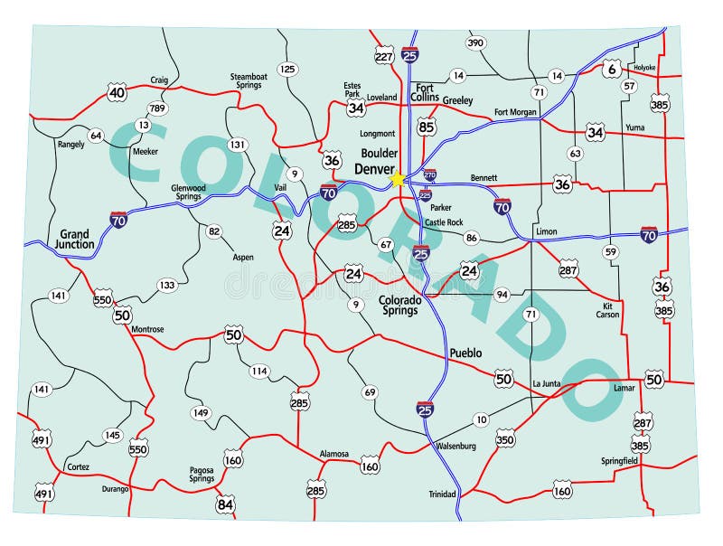 Colorado Międzystanowy Mapy Stan Ilustracja Wektor - Ilustracja ...