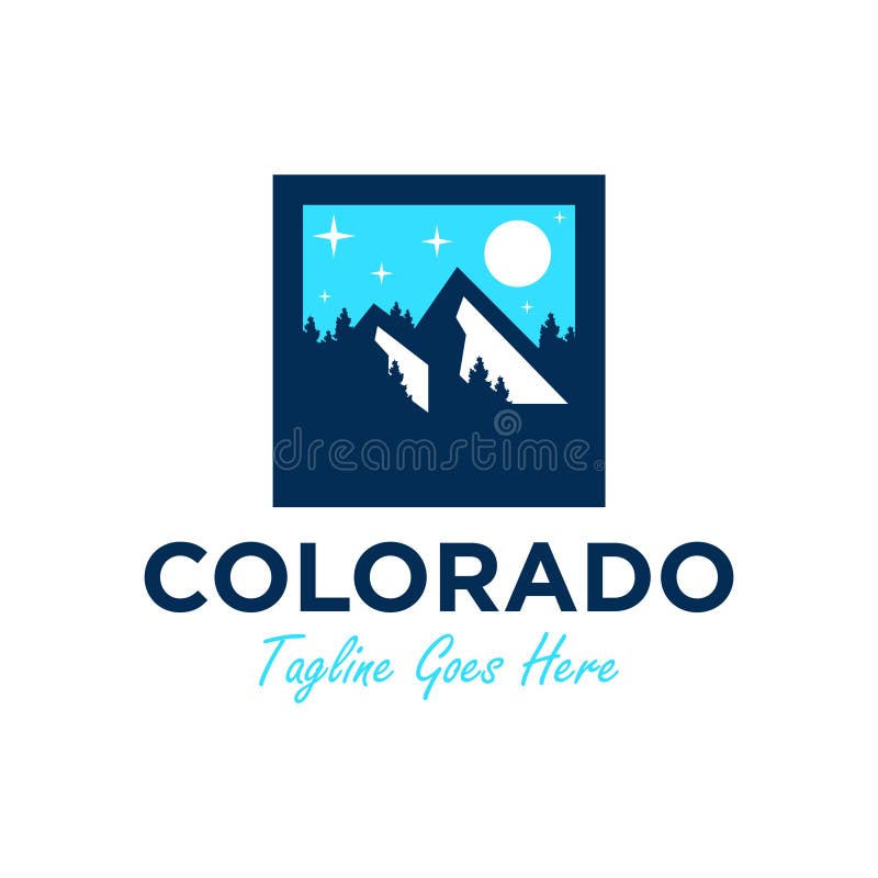 Colorado Mountain Scenery Illustration Logo Stock Vector - Illustration ...