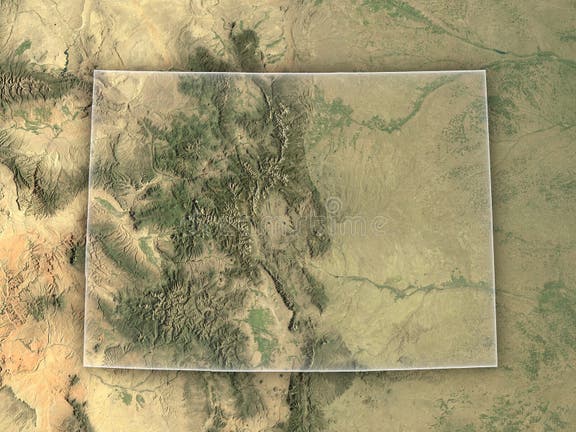 Colorado on a Realistic Map with State Borders and Cities Stock ...