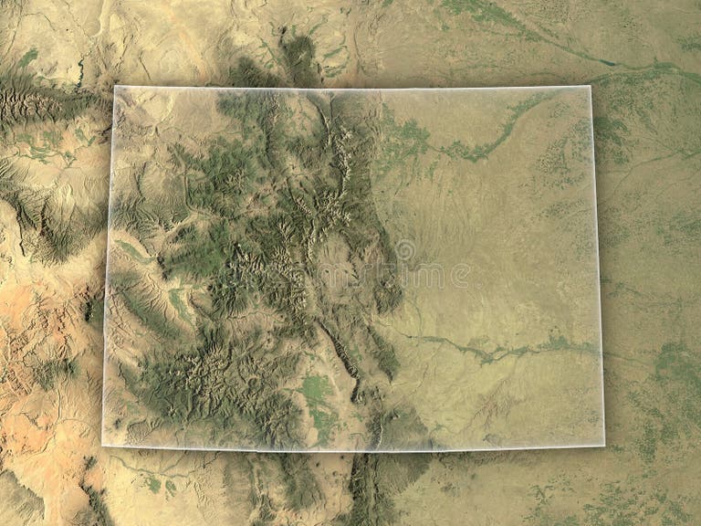 Colorado on a Realistic Map with State Borders and Cities Stock ...