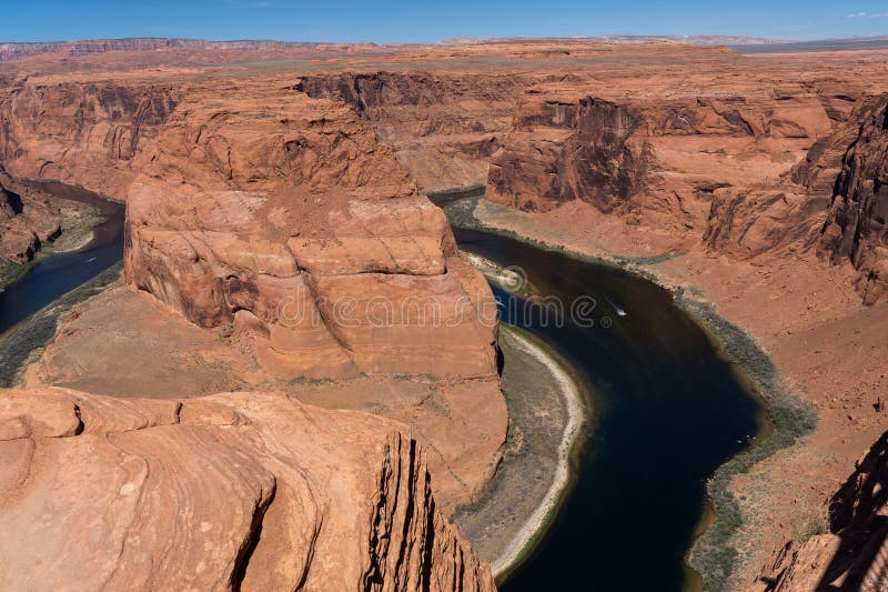 Colorado River Deep Canyon Horseshoe Bend, Scenic View from Steep ...