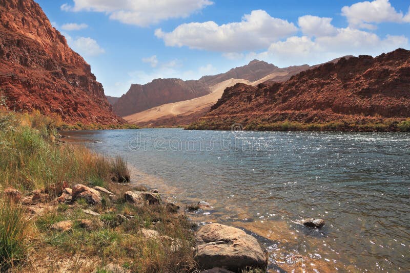 The Colorado River among the Steep Mountains Stock Photo - Image of ...