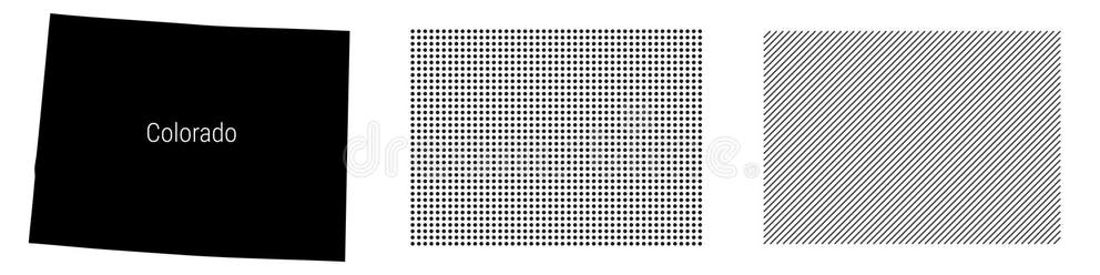 Colorado Silhouette Map and Two Patterns of Dots and Slanted Lines ...