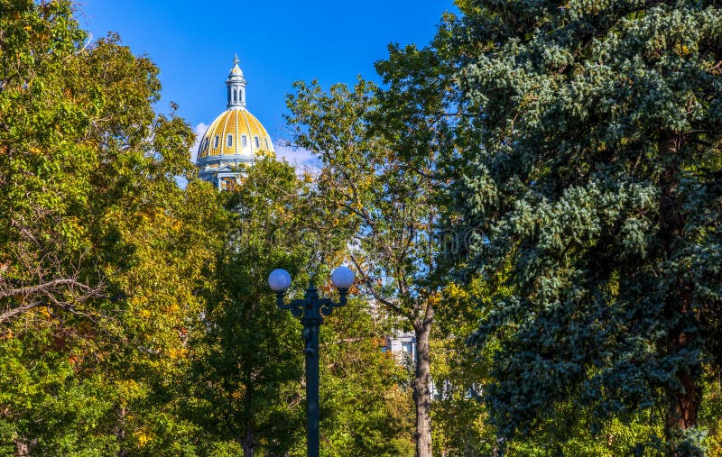 Colorado State Capitol Building Dome with Fall Trees in Denver Stock ...