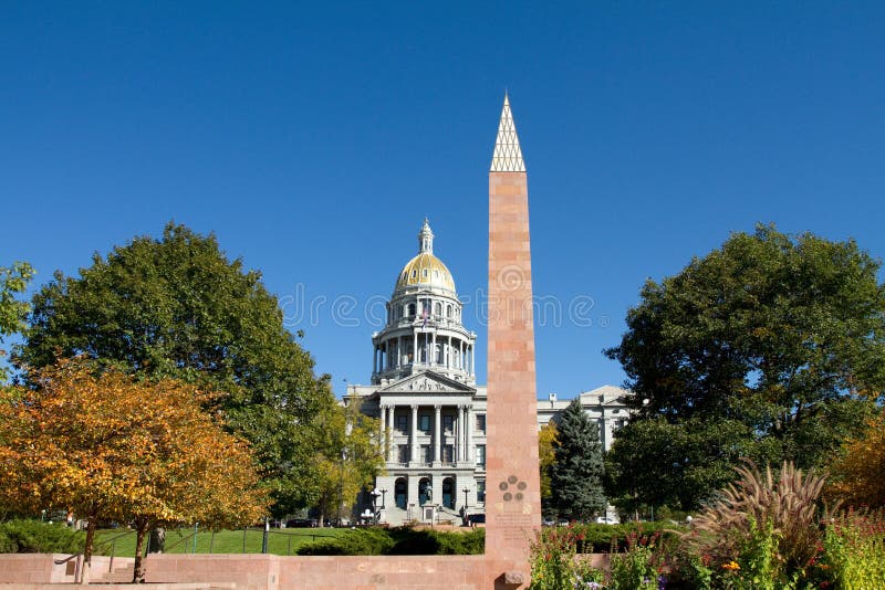 Colorado State Capitol with Veterans Monument Stock Photo - Image of ...