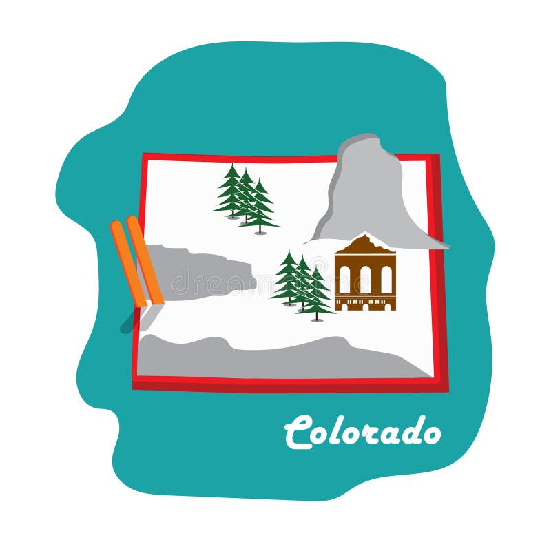 Colorado State Map with Ski Resort. Vector Illustration Decorative ...