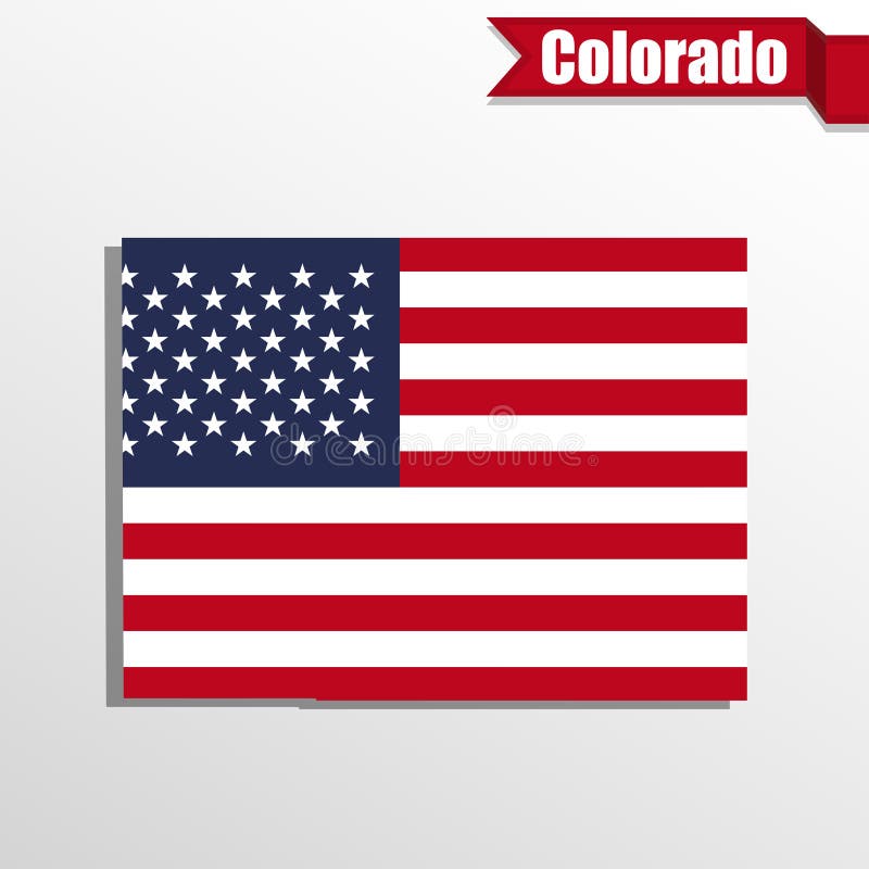 Colorado State Map with US Flag Inside and Ribbon Stock Illustration ...