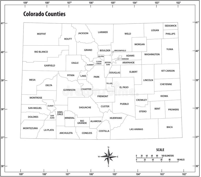 Colorado State Map by Counties Stock Vector - Illustration of county ...