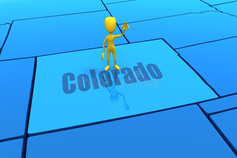 Colorado State Outline with Yellow Stick Figure Stock Illustration ...