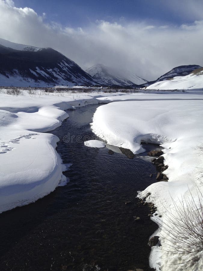 Colorado Stream Under Winter Snow Stock Photo - Image of covered, clean ...