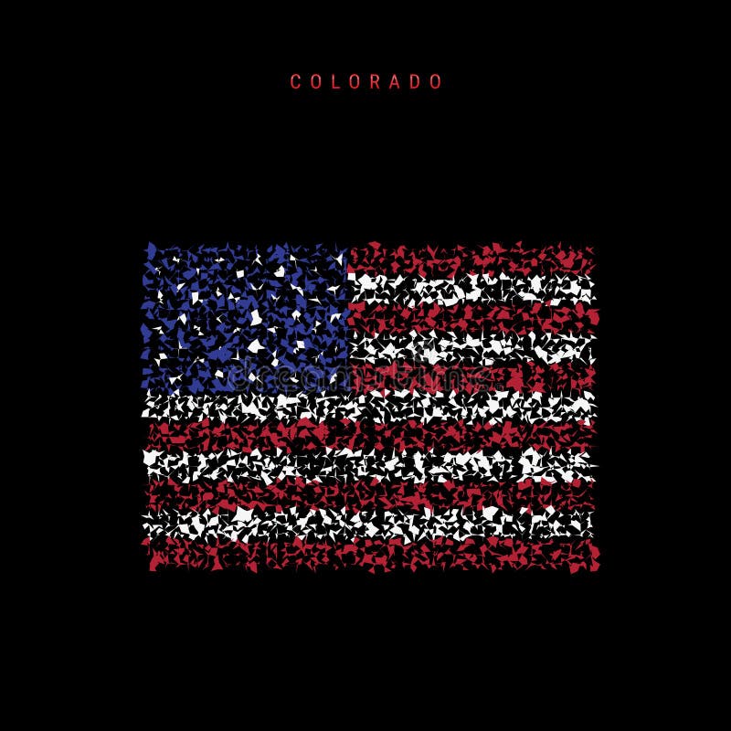 Colorado US State Flag Map, Chaotic Particles Pattern in the American ...