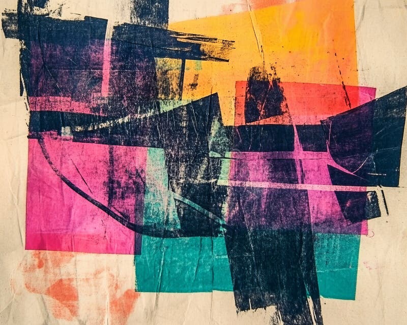 Colorblocked Paper with Scribbles Covered in Black Marker Pattern Stock ...