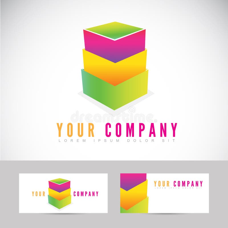 Colored Abstract Box Stack Logo Stock Vector - Illustration of ...