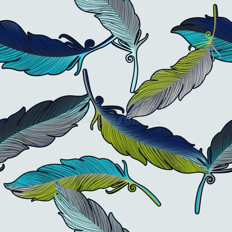 Colored abstract feathers stock illustration. Illustration of beautiful ...
