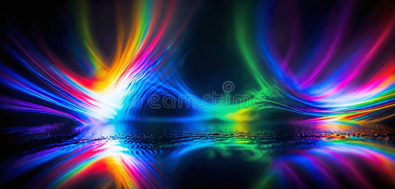 Colored Abstract Lines of Light that Visualize the Refraction and the ...