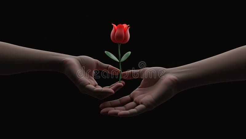 Two Hands Opposite Each Other Holding a Flower Out of Affection As a ...