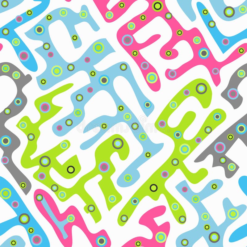 Colored Abstract Seamless Pattern in Graffiti Style. Quality Vector ...