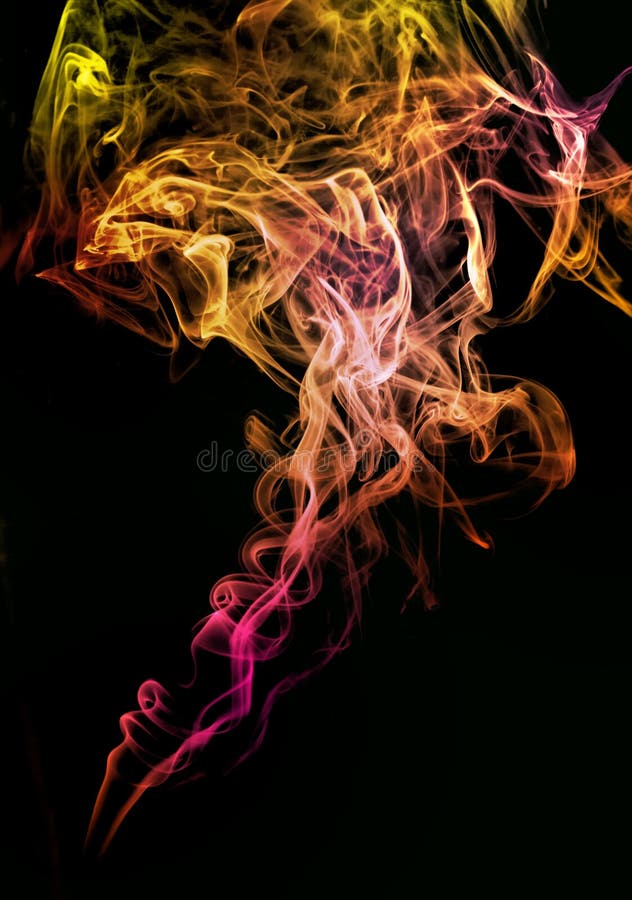 Colored Abstract Smoke Isolated on Black Background. Stock Image ...