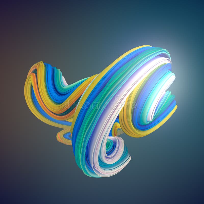 Colored Twisted Shape. Computer Generated Abstract Geometric 3D Render ...