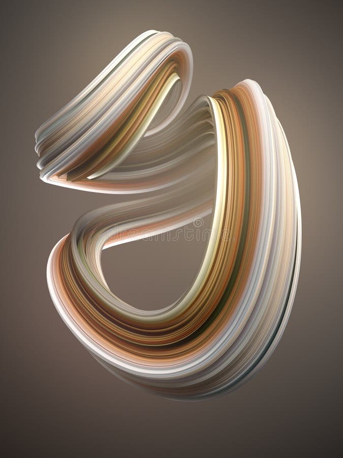 Colored Twisted Shape. Computer Generated Abstract Geometric 3D Render ...