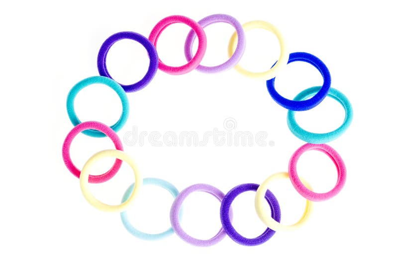 Colored Accessories, Hair Ties, Isolated on White. Stock Photo - Image ...