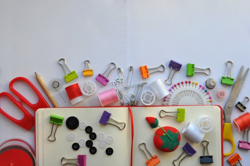 Colored accessories sewing stock photo. Image of sewing - 80031790