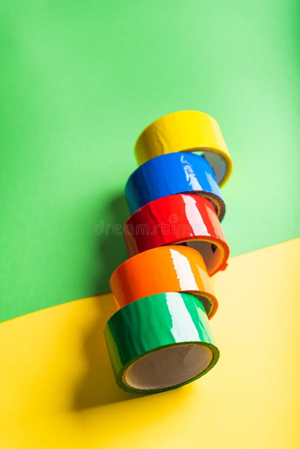 Colored Adhesive Tape on a Colored Background Stock Photo - Image of ...