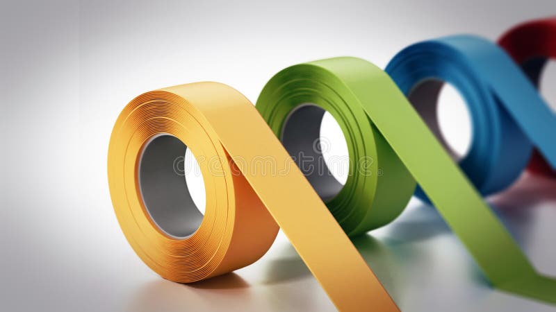 Colored Adhesive Tapes Isolated on White Background. 3D Illustration ...