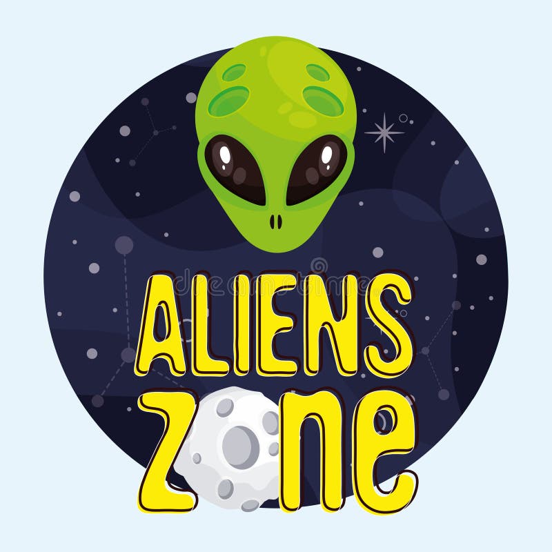 Colored Alien Zone Sticker Vector Stock Vector - Illustration of comic ...