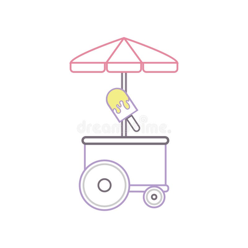 Colored Amusement Park Ice Cream Cart Icon Vector Stock Vector ...