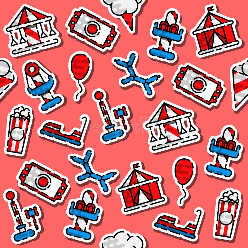 Colored Amusement Park Pattern Stock Vector - Illustration of ...